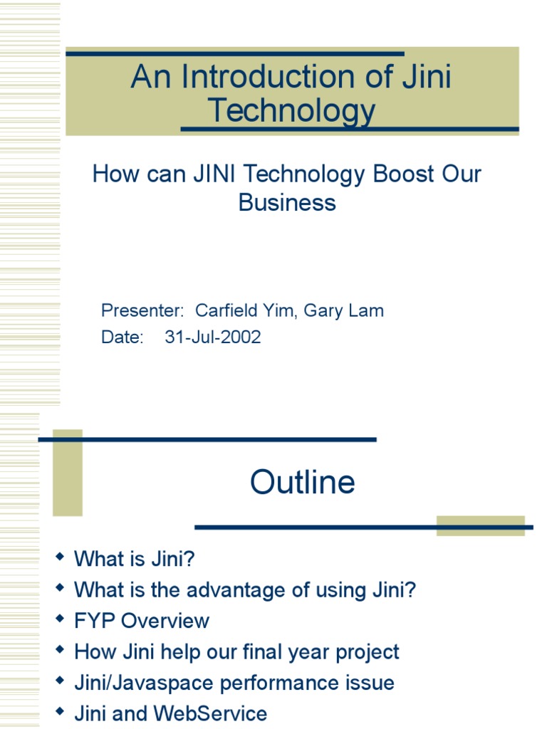 Jini Presentation | PDF | Software Development | Data