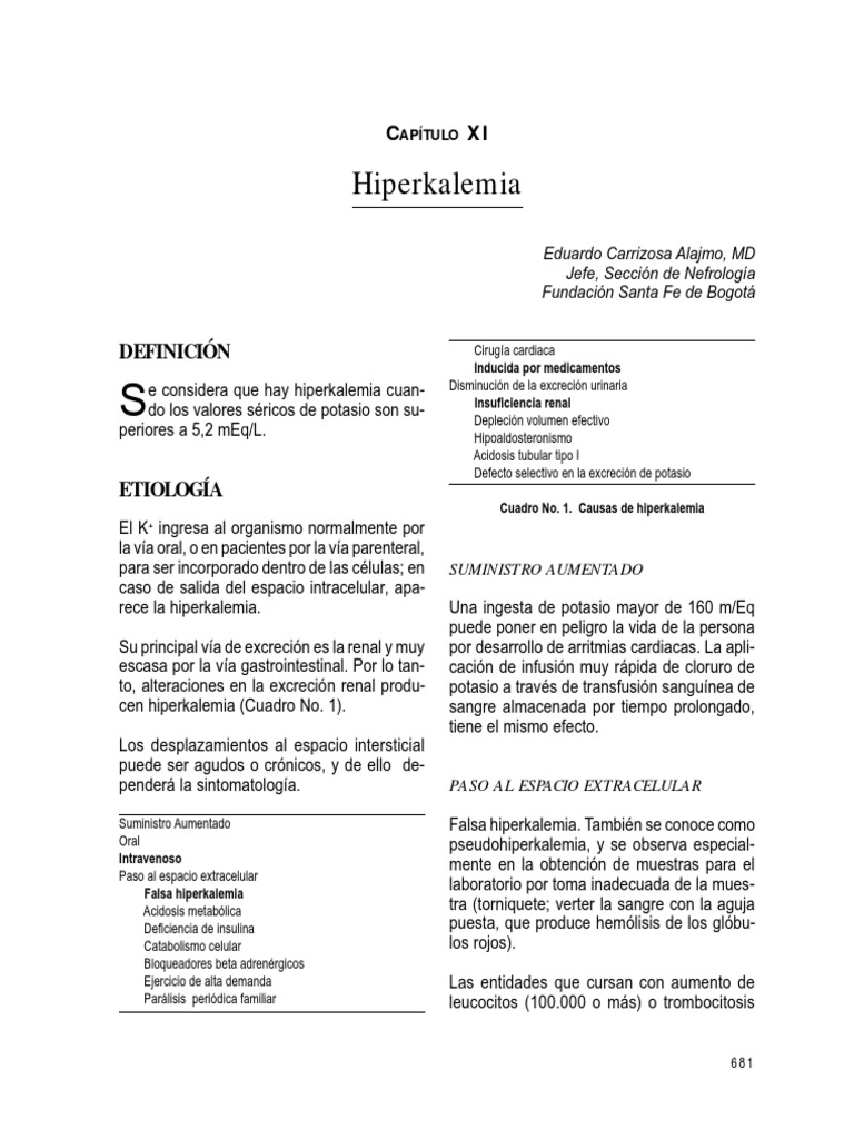 Hiperkalemia | PDF | Potasio | Dieta y nutrición