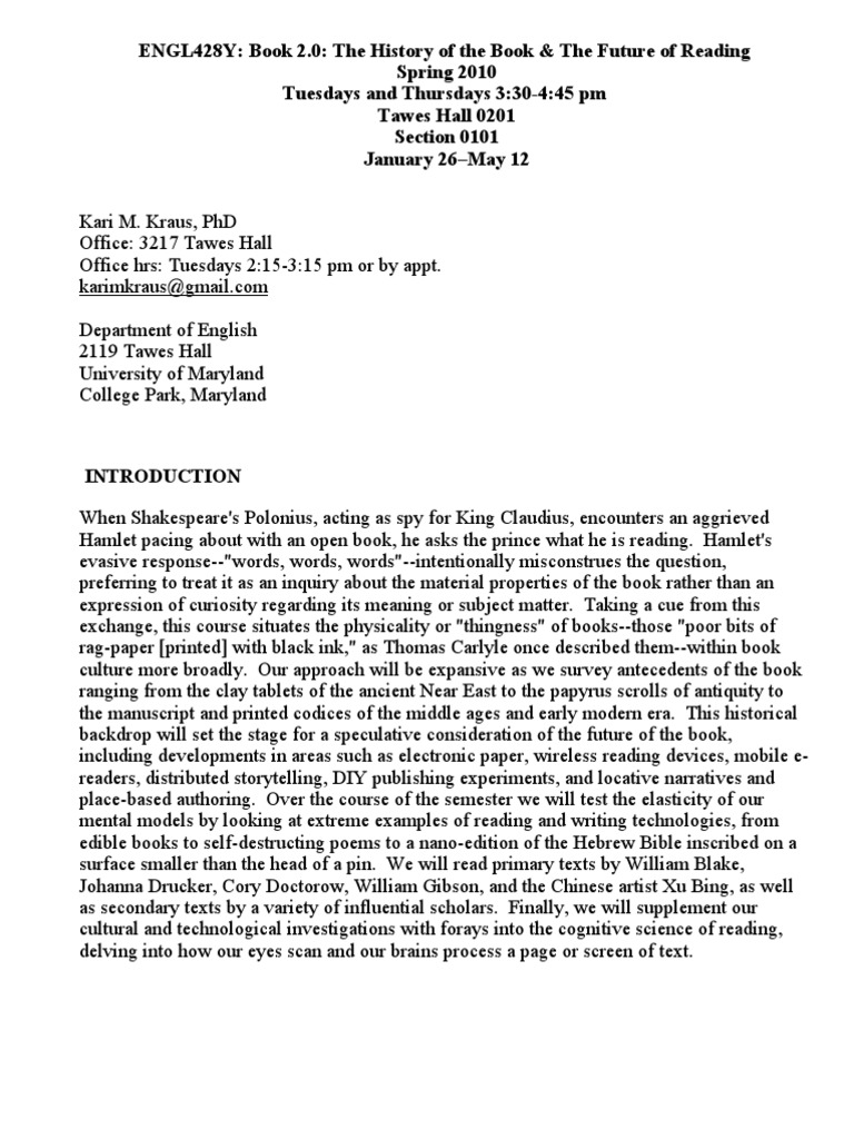 History of The Book Syllabus | PDF | Academic Integrity | Students