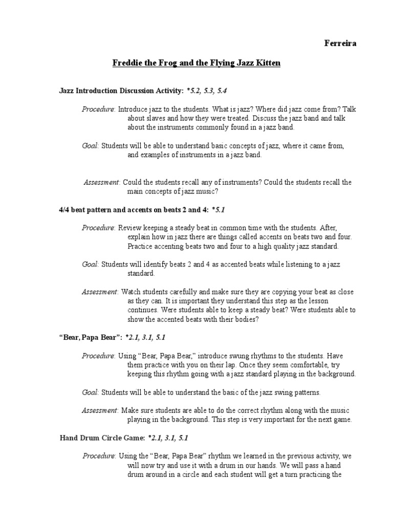 Jazz Music Lesson Plan for Students | PDF | Jazz | Rhythm