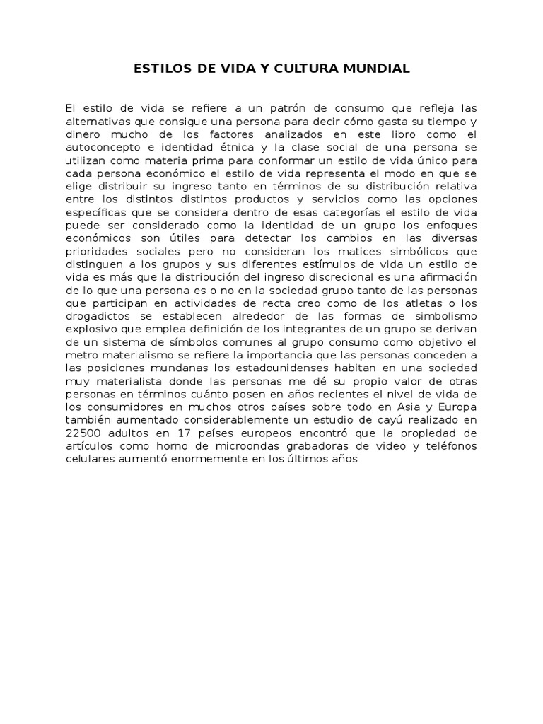 Estilos de Vida | PDF | Historia
