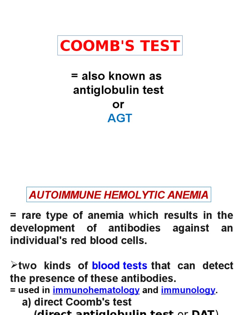 Coombs Test | PDF | Hematology | Immune System