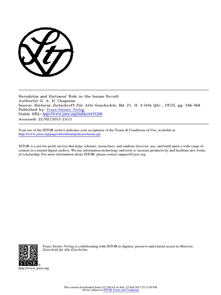 Chapman, G. A. H. - Herodotus and Histiaeus' Role in The Ionian Revolt ...