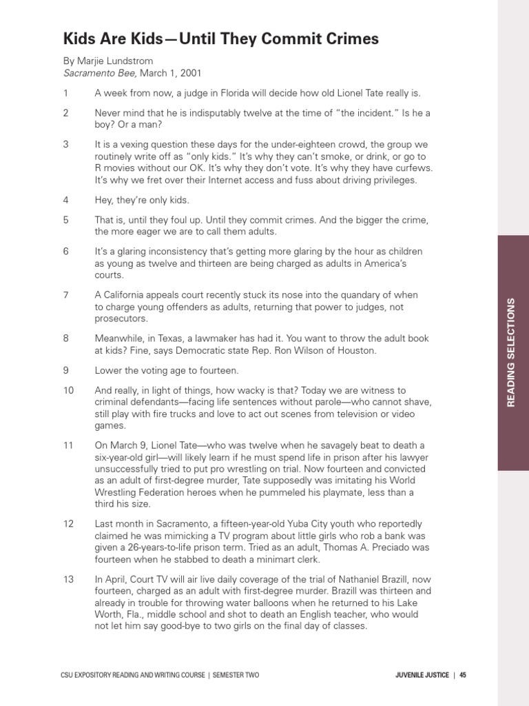 Juvenile Justice Articles | PDF | Social Science | Mystery, Thriller ...