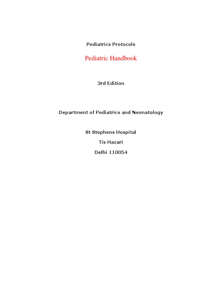 Pediatrics Protocols - Pediatric Handbook 3rd Edition | PDF | Medical ...