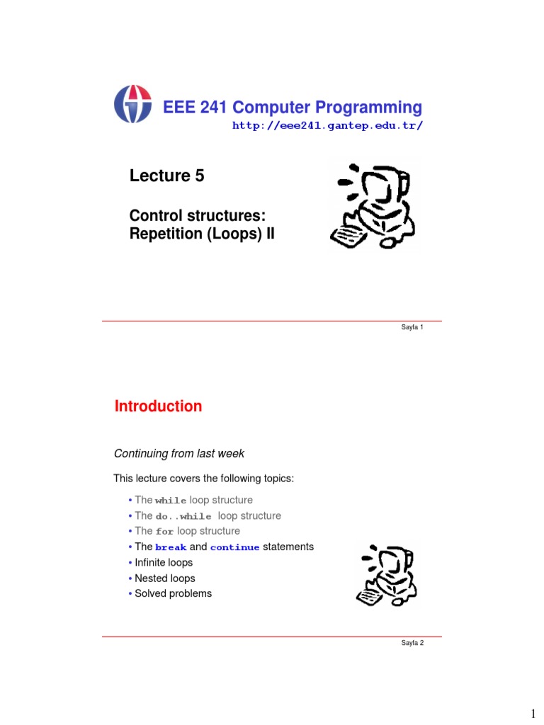 EEE 241 Computer Programming: Control Structures: Repetition (Loops) II | PDF | Control Flow ...