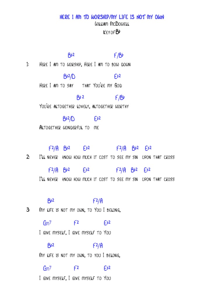 Here I Am To Worship W My Life Is Not My Own | PDF