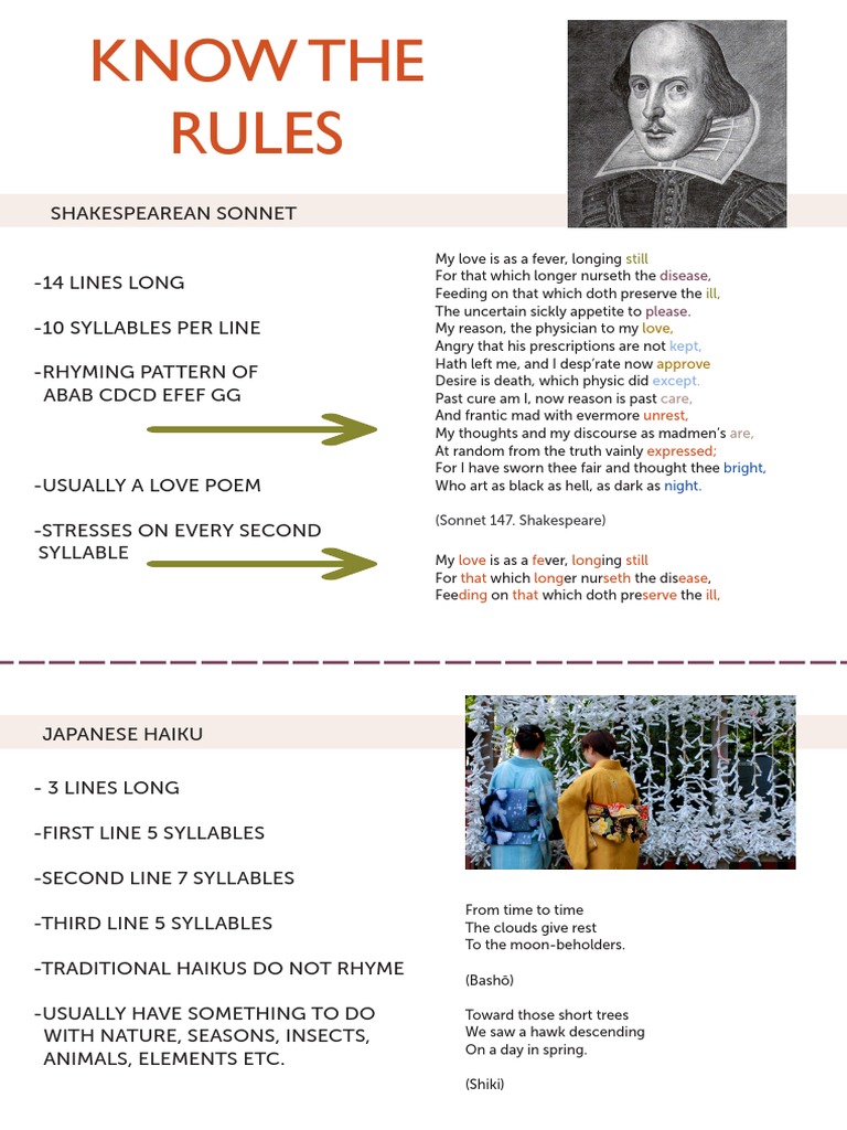 Shakespearean Sonnet & Haiku Guide | PDF | Religion & Spirituality | Poetry