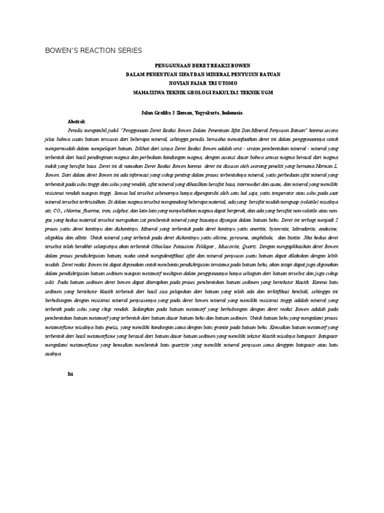 Bowen's Reaction Series | PDF