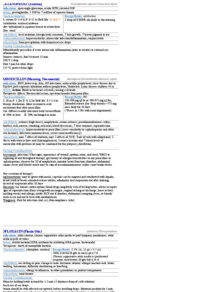 Drug Cards | PDF | Medical Specialties | Clinical Medicine