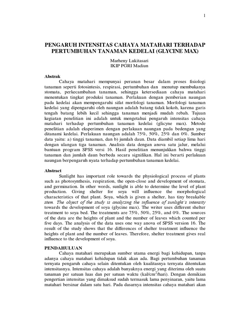 Pengaruh Intensitas Cahaya Matahari Terhadap Pertumbuhan Tanaman ... Pengaruh Intensitas Cahaya Matahari Terhadap Pertumbuhan Tanaman ...