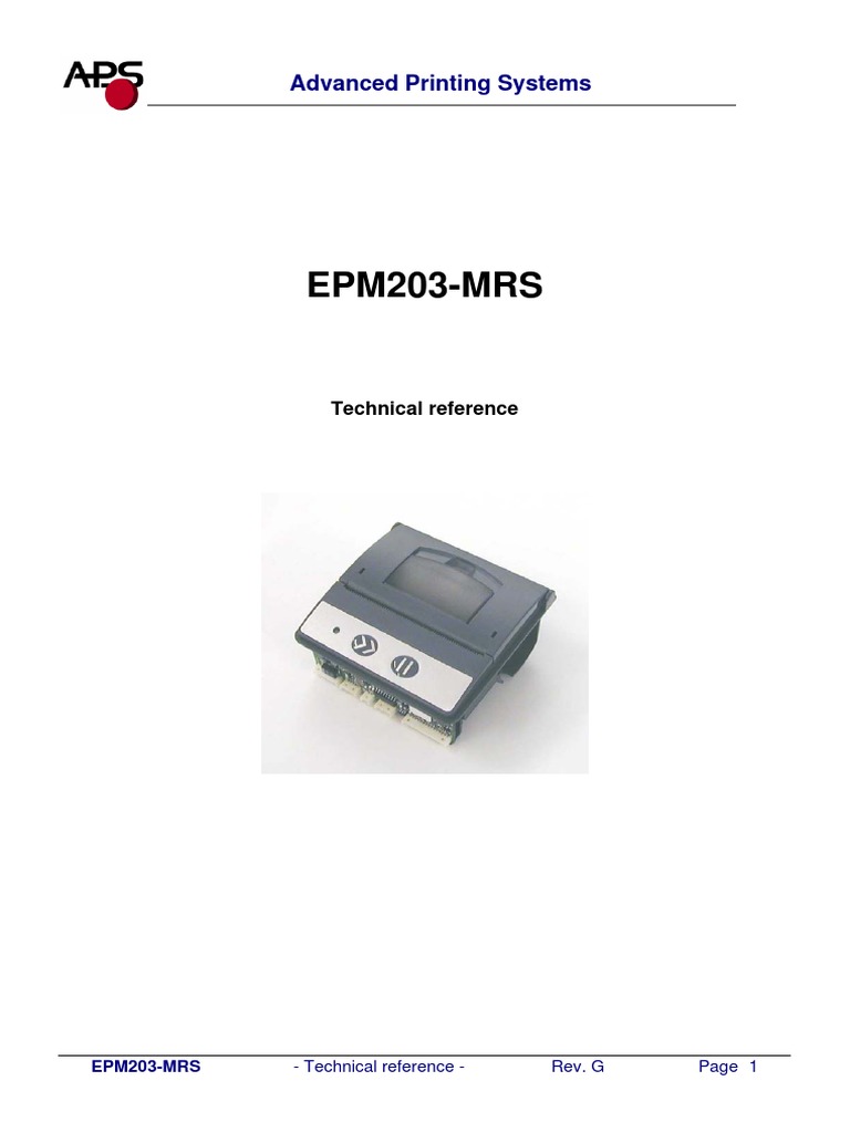 APS EPM203-MRS Rev G Manual Termica | PDF | Barcode | Printer (Computing)