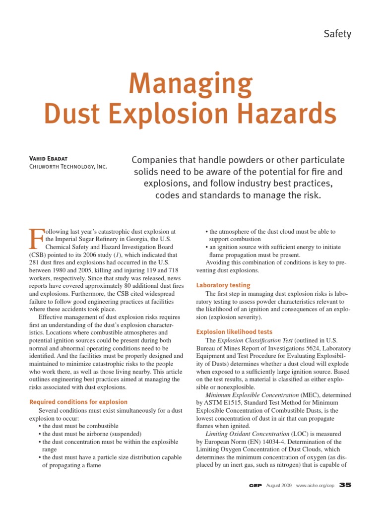 Managing Dust Explosion Risks | PDF | Explosion | Combustion