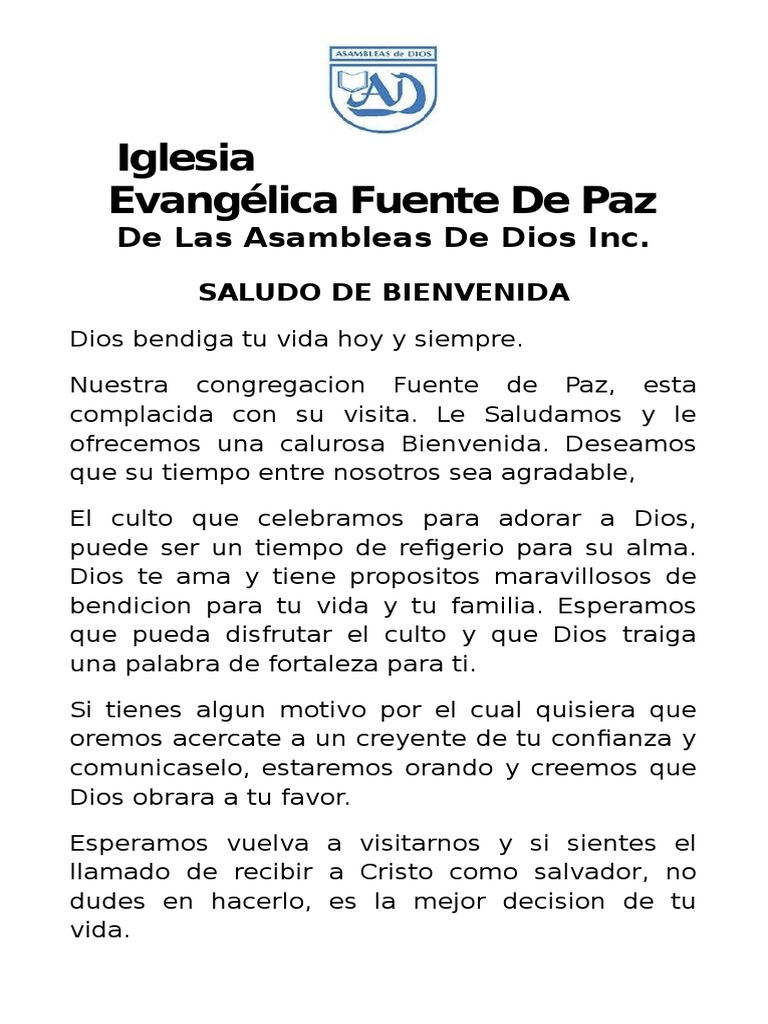 Saludo de Bienvenida | Oración | Catequesis Saludo de Bienvenida | Oración | Catequesis
