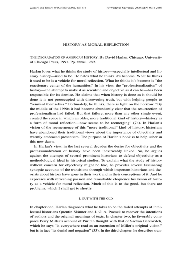 History As Moral Reflection | PDF | Historian | Reason