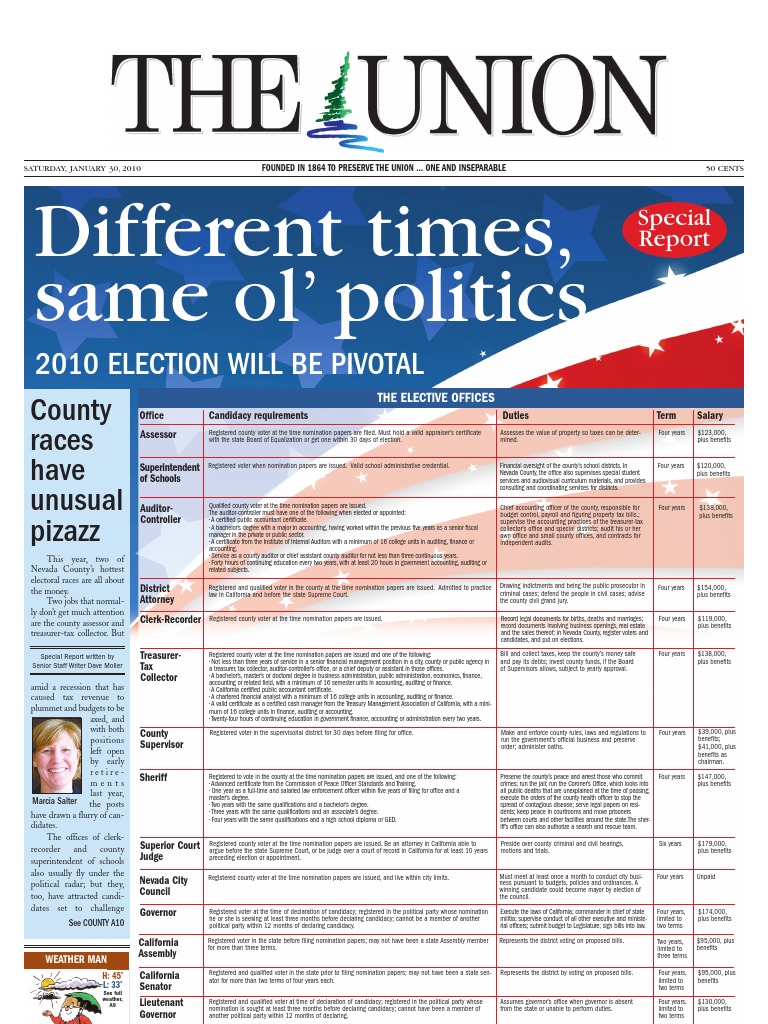 The Union Election 2010 Special Report | PDF | U.S. State | United ...