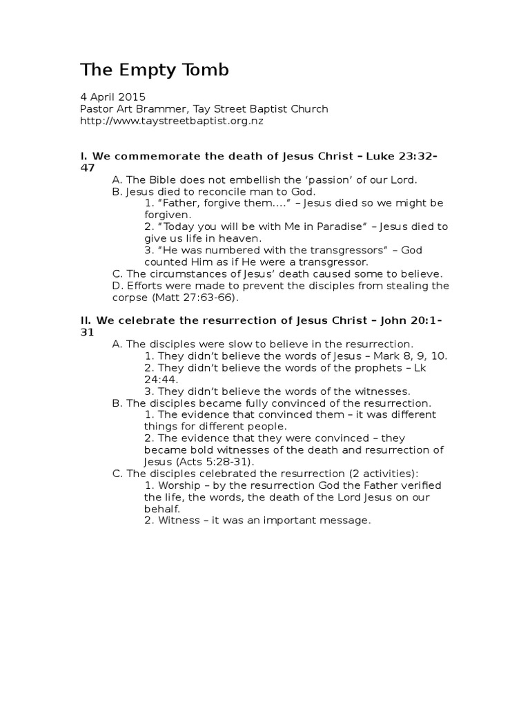 The Empty Tomb | PDF | Religion & Spirituality