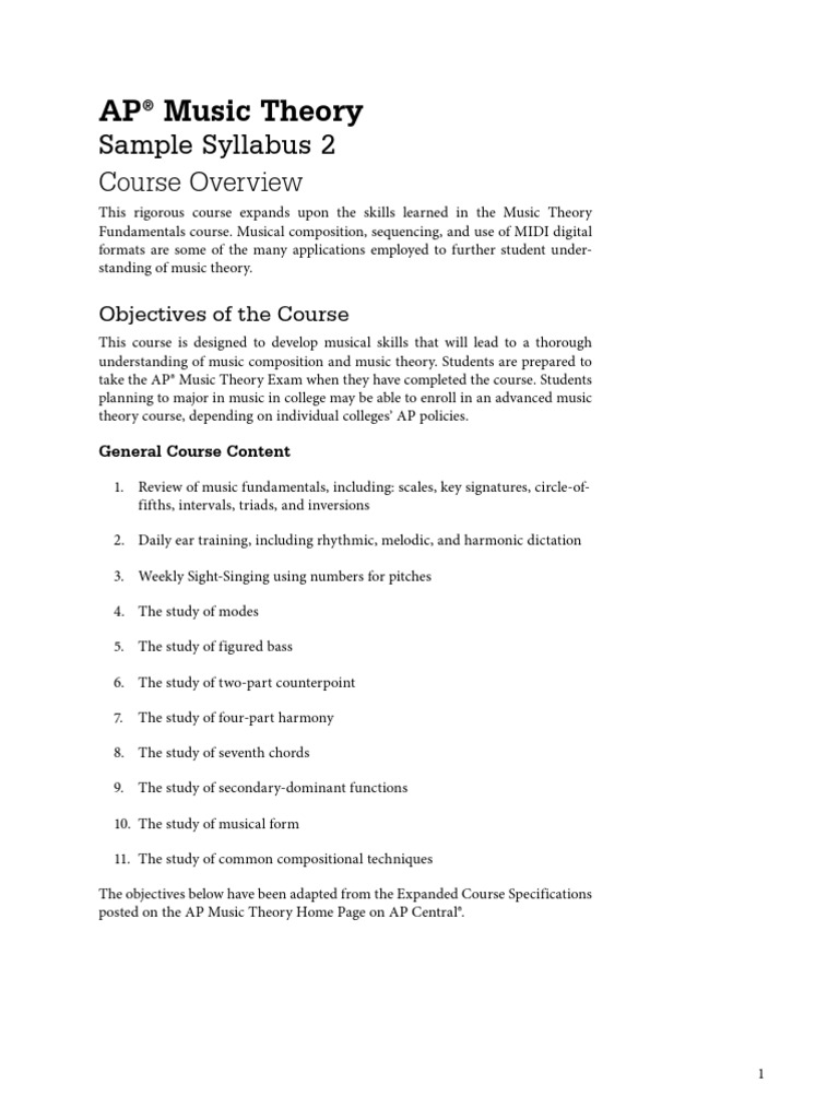 Music Theory Syllabus 2 | PDF | Chord (Music) | Minor Scale