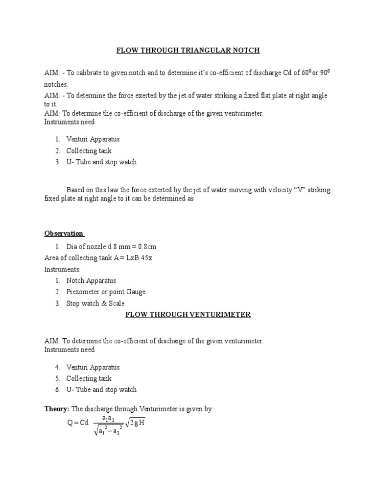 Flow Through Triangular Notch 0009999 | PDF | Logarithm | Soft Matter