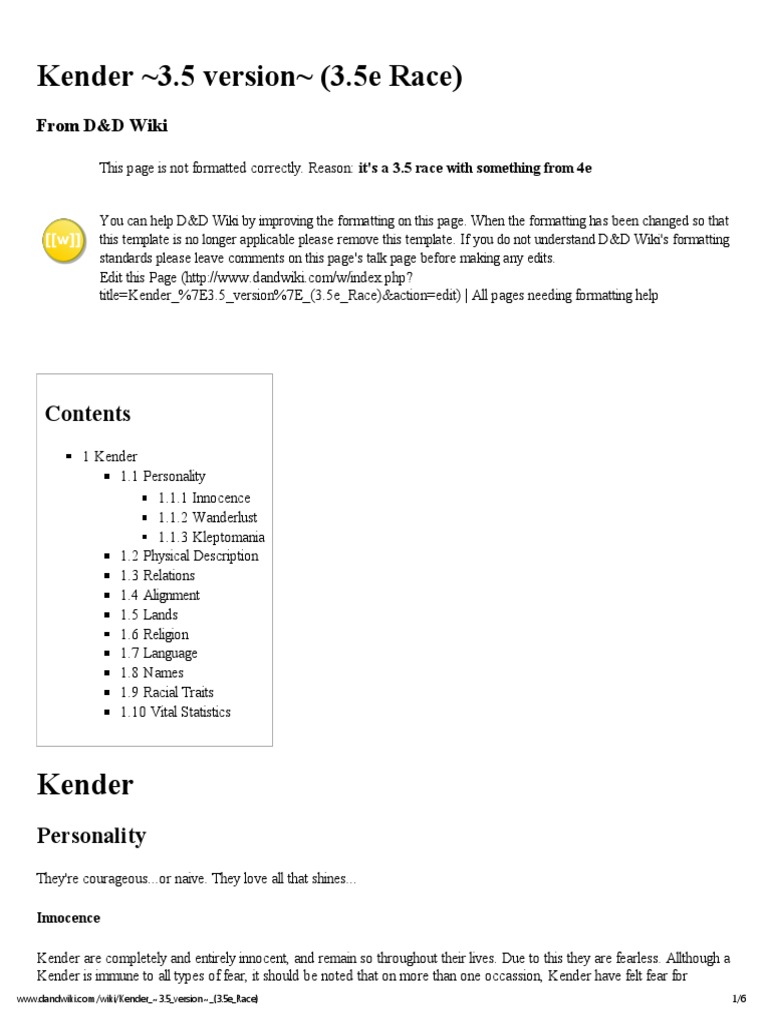 Kender 3.5 Version | PDF | Leisure