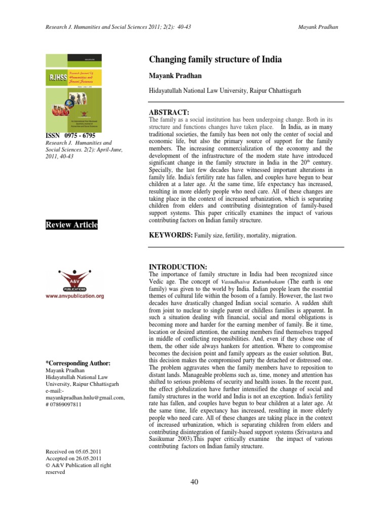 Changing Family Structure | PDF | Urbanization | Family