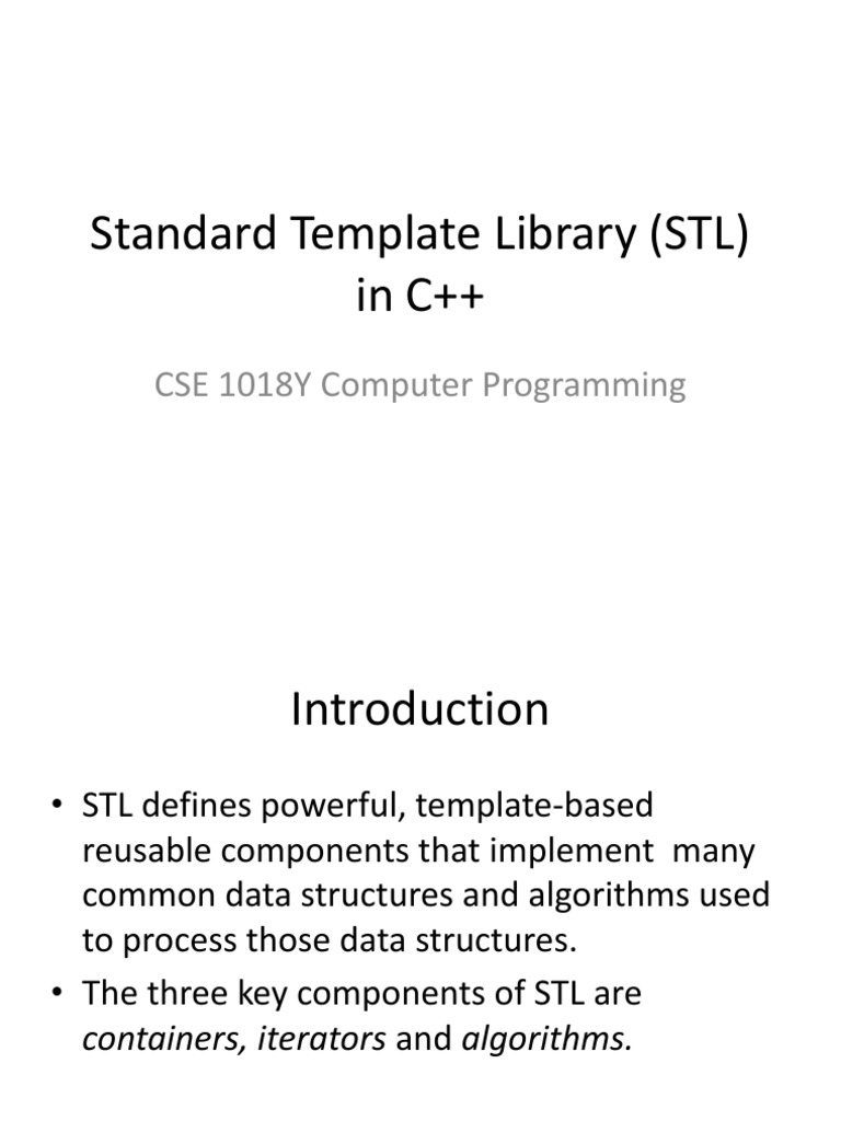 Standard Template Library Stl In C Pdf Computer Programming