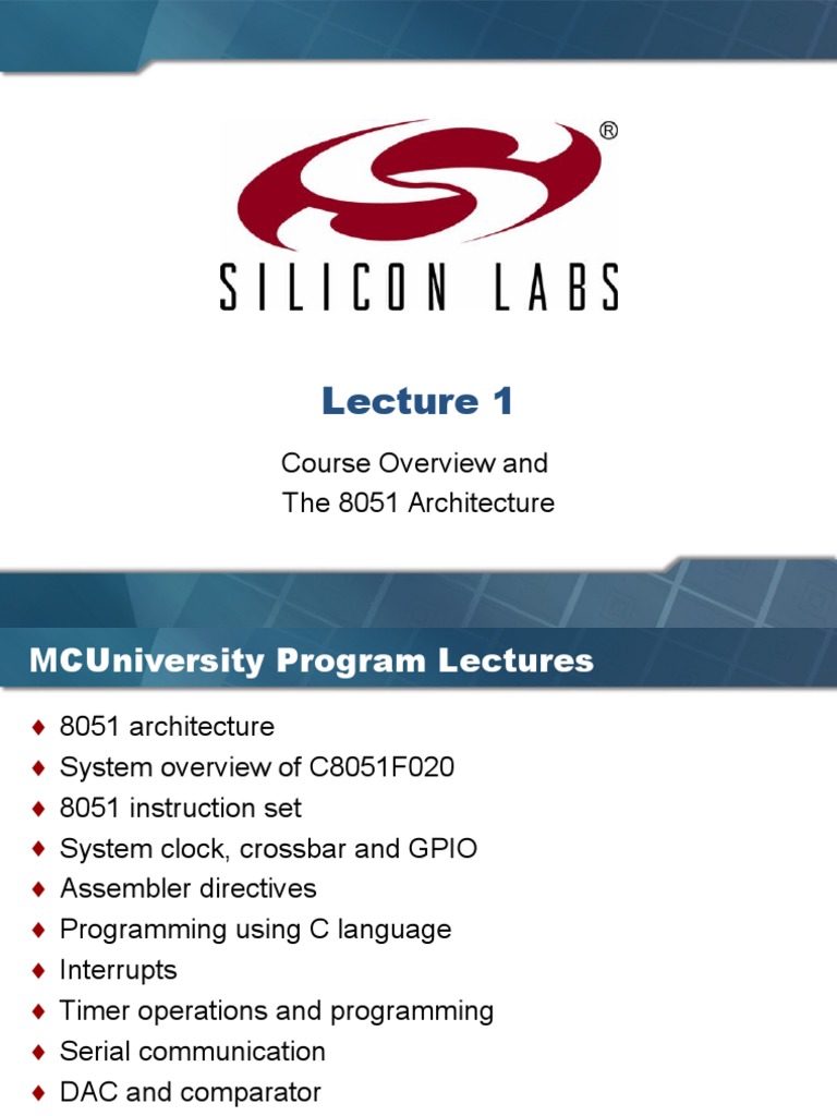 Course Overview and 8051 Architecture Rv01 | PDF | Microcontroller | Microprocessor