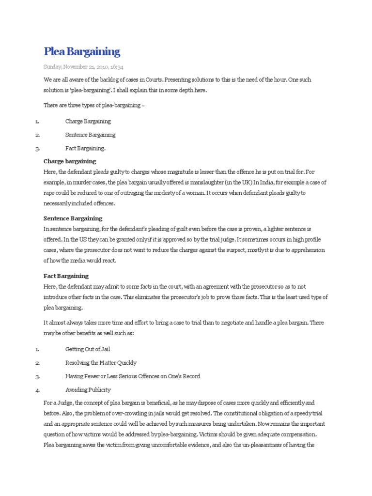 Plea Bargaining | PDF | Plea Bargain | Plea