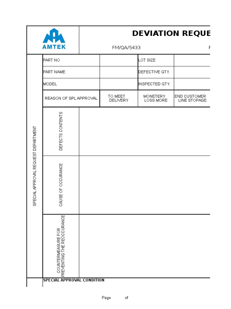 Deviation Form | PDF