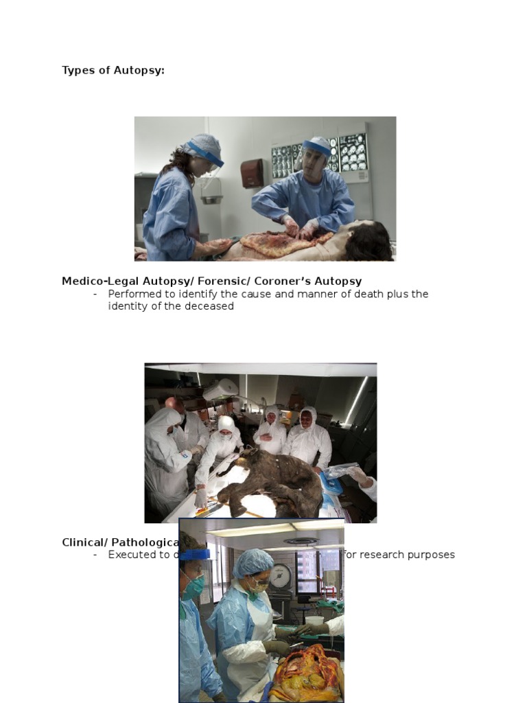 Types of Autopsy:: - Performed To Identify The Cause and Manner of ...