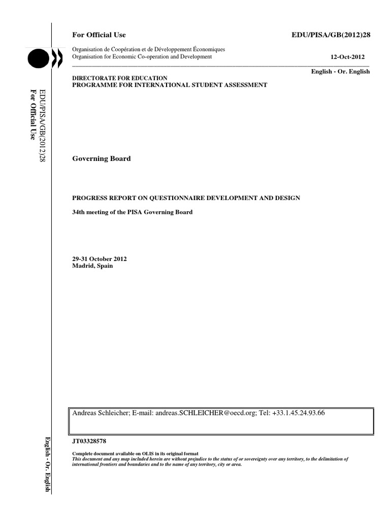 Bilag 13 GB 28 Progress On Questionnaire Development | PDF | Programme ...