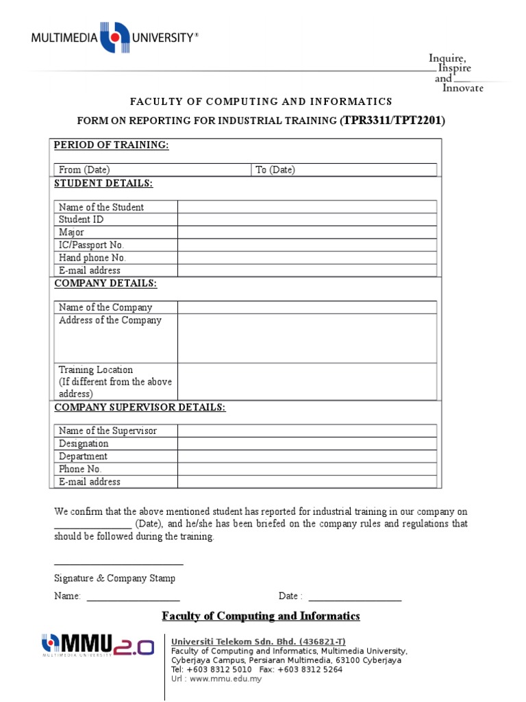 n3854 Mmu-Fci-Industrial Training Forms | PDF | Cognition | Computing