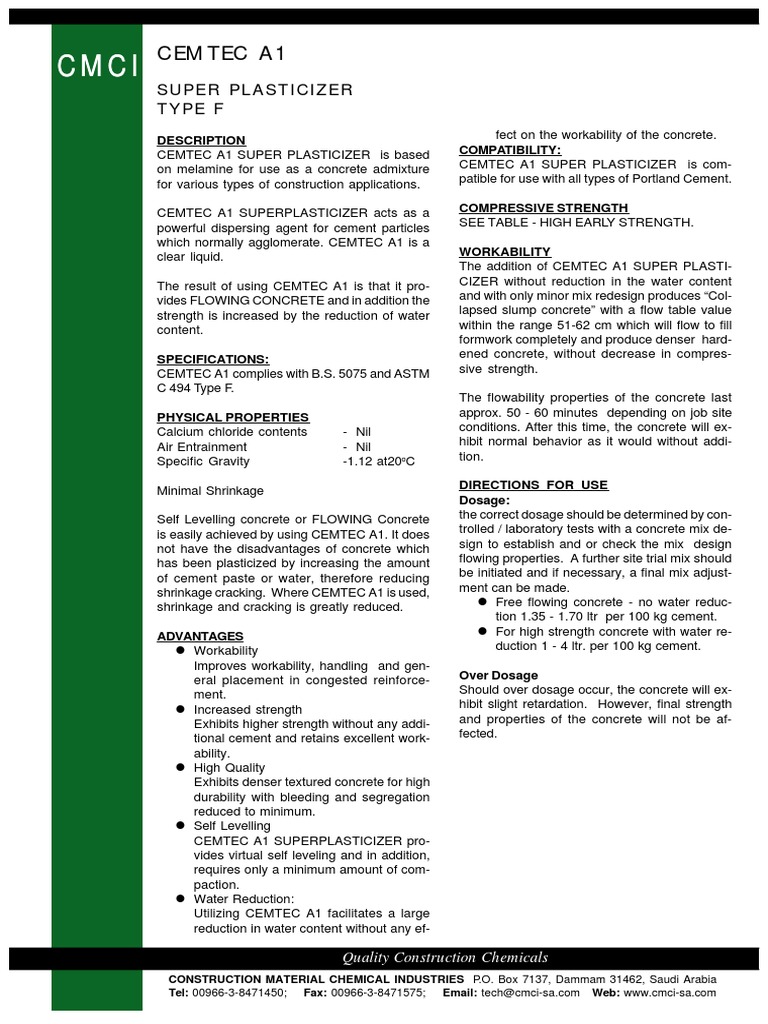 Cemtec A1 | PDF | Concrete | Industrial Processes