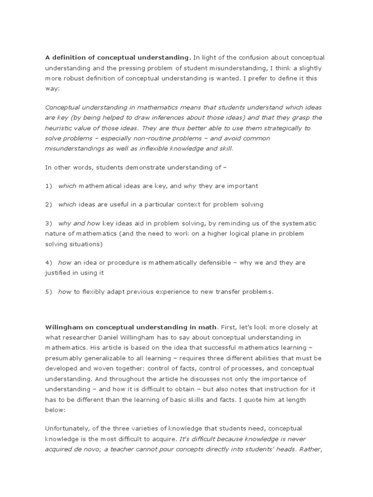 Defining Conceptual Understanding in Math | PDF | Teaching Mathematics ...