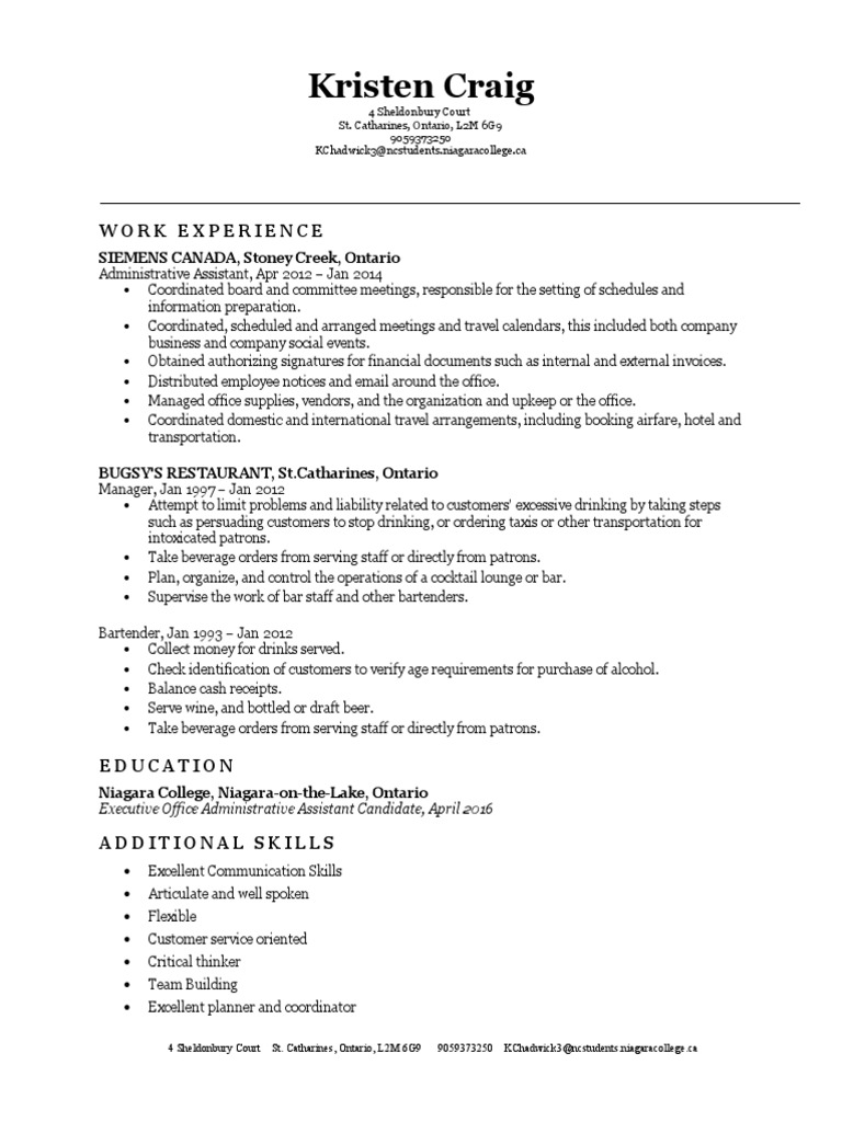 Kristen Craig Resume 2015 | PDF | Career & Growth