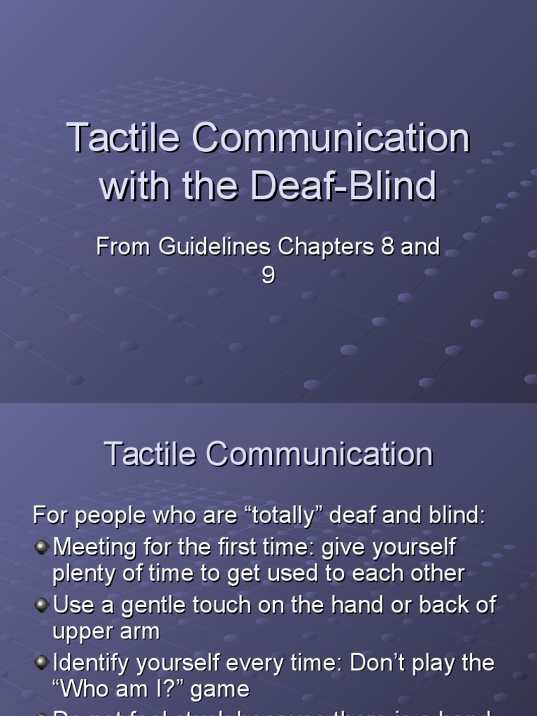 Tactile Communication With The Deaf-Blind | PDF | Hearing Loss ...