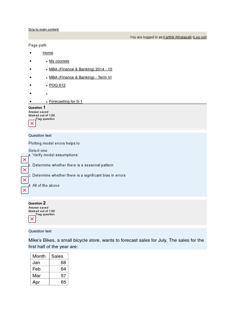 Quiz Forecasting | PDF | Forecasting | Time Series