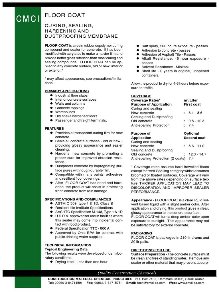 Cmci Cmci: Floor Coat | PDF | Flooring | Adhesive