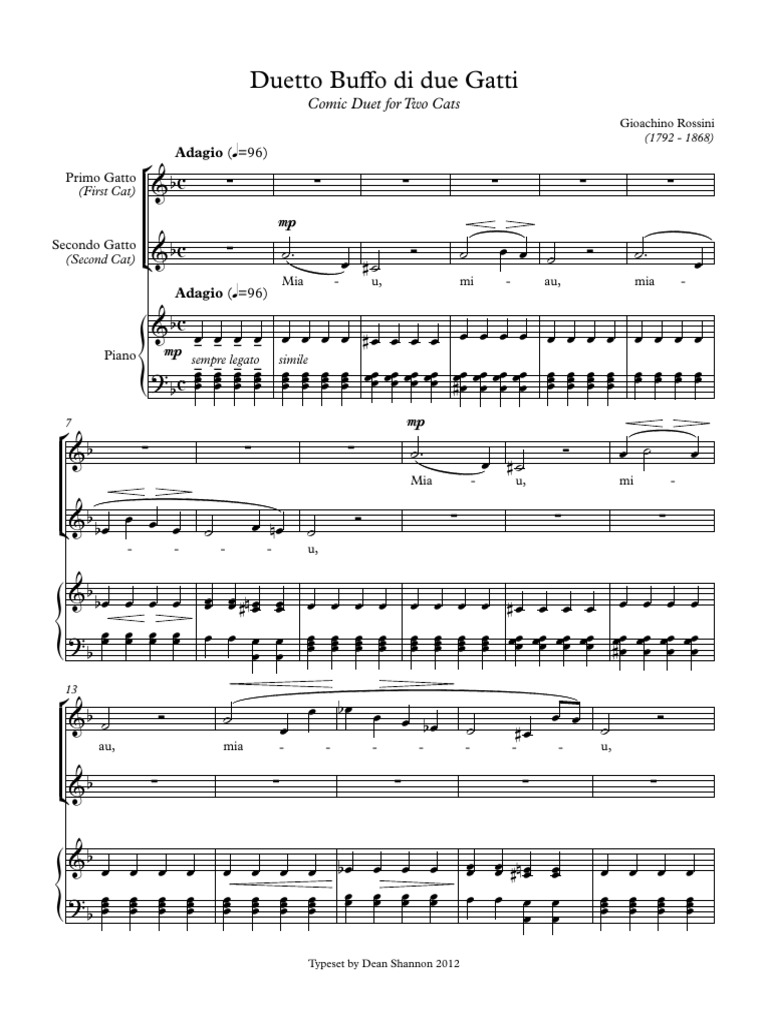 Rossini-Duetto Buffo Di Due Gatti | PDF | Arts du spectacle | Musique ...