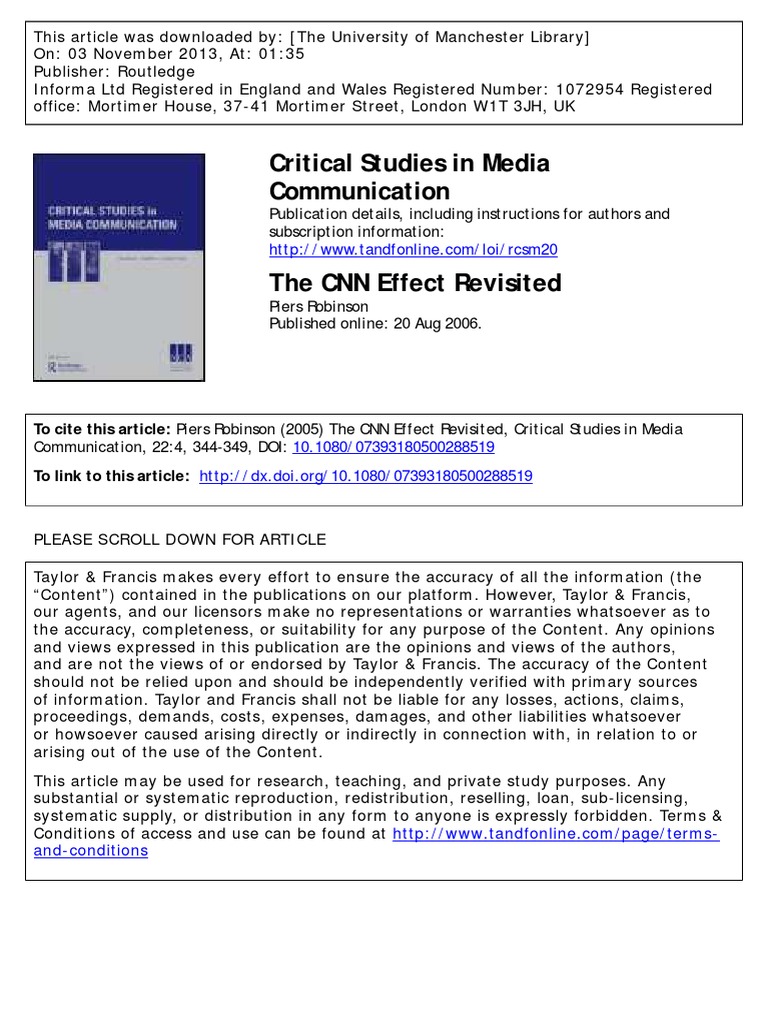 The CNN Effect and U.S. Foreign Policy | PDF | Foreign Policy Of The ...