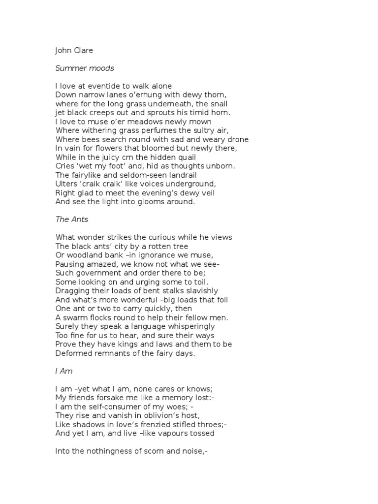 John Clare, Poemas | Download Free PDF | Nature