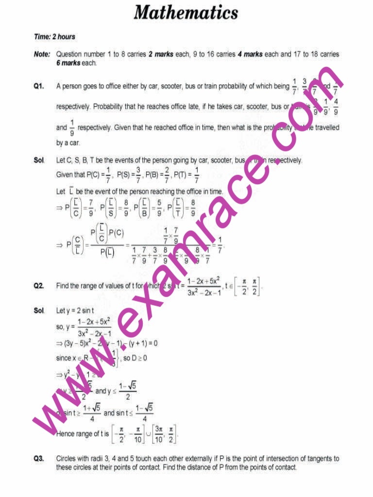 IIT Mathematics 2005 | PDF | Ellipse | Algebraic Geometry