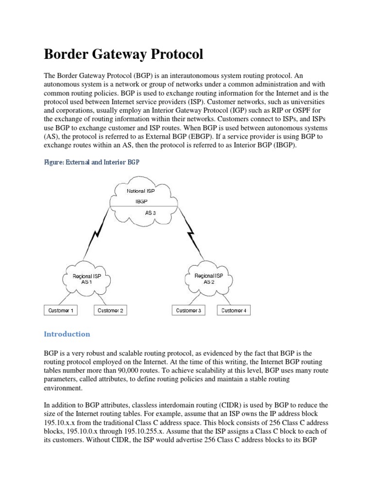 Border Gateway Protocol: Figure: External and Interior BGP | PDF ...
