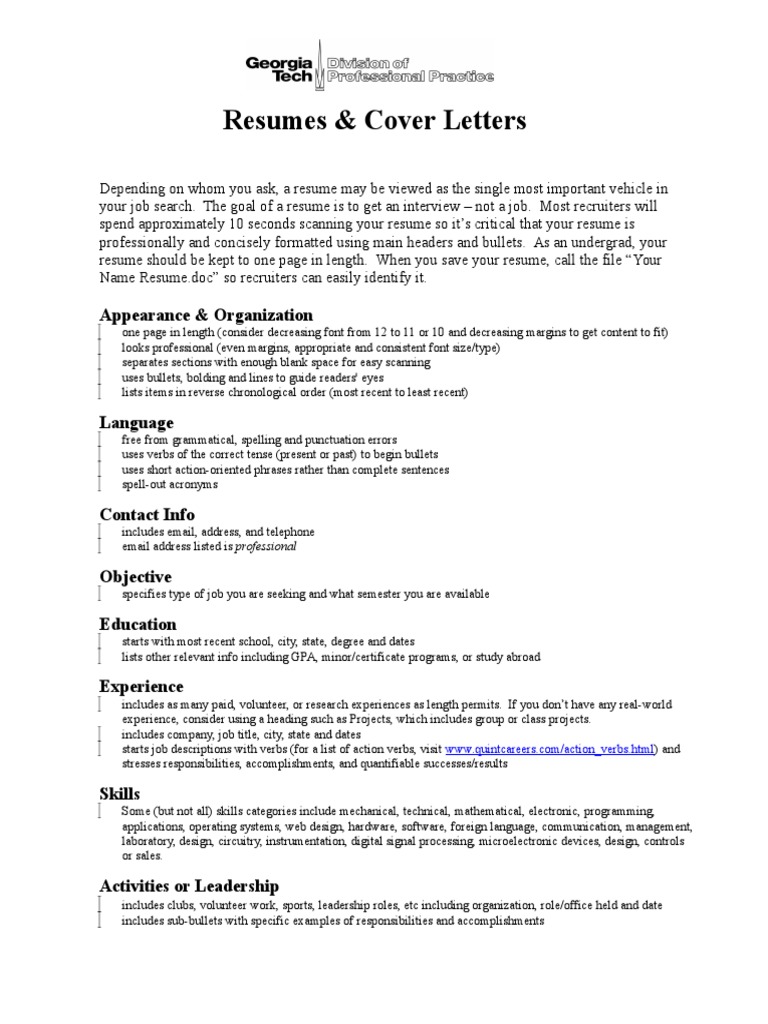 Effective Resumes and Cover Letters Guide | PDF | Résumé | Electronics