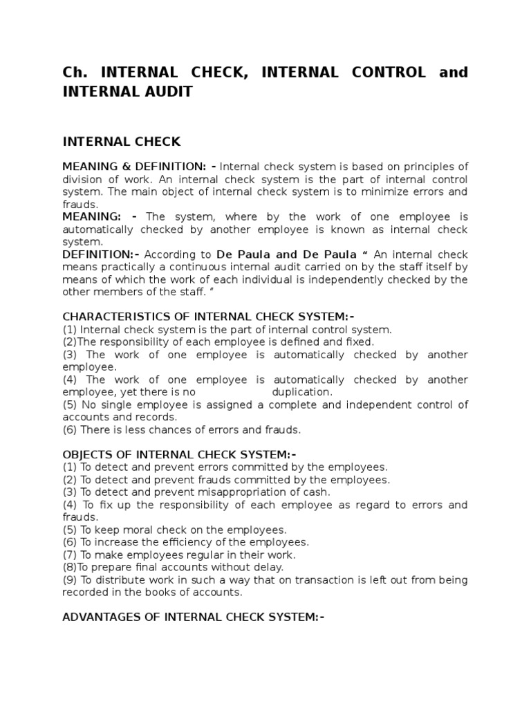 Ch.5 Internal Check | PDF | Internal Control | Cheque