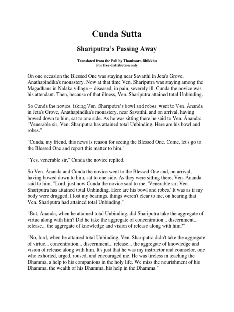 Cunda Sutta | PDF | Indian Religions | Religious Comparison