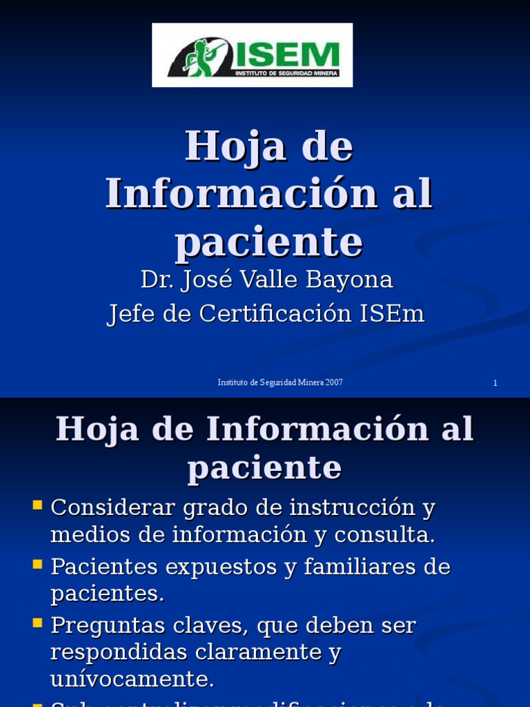 Hoja de Informacion Al Paciente | PDF