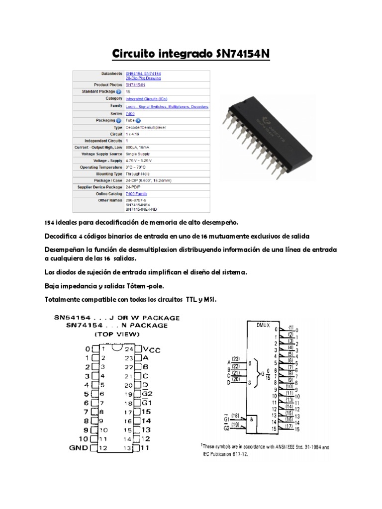 Circuito Integrado SN74154N | PDF
