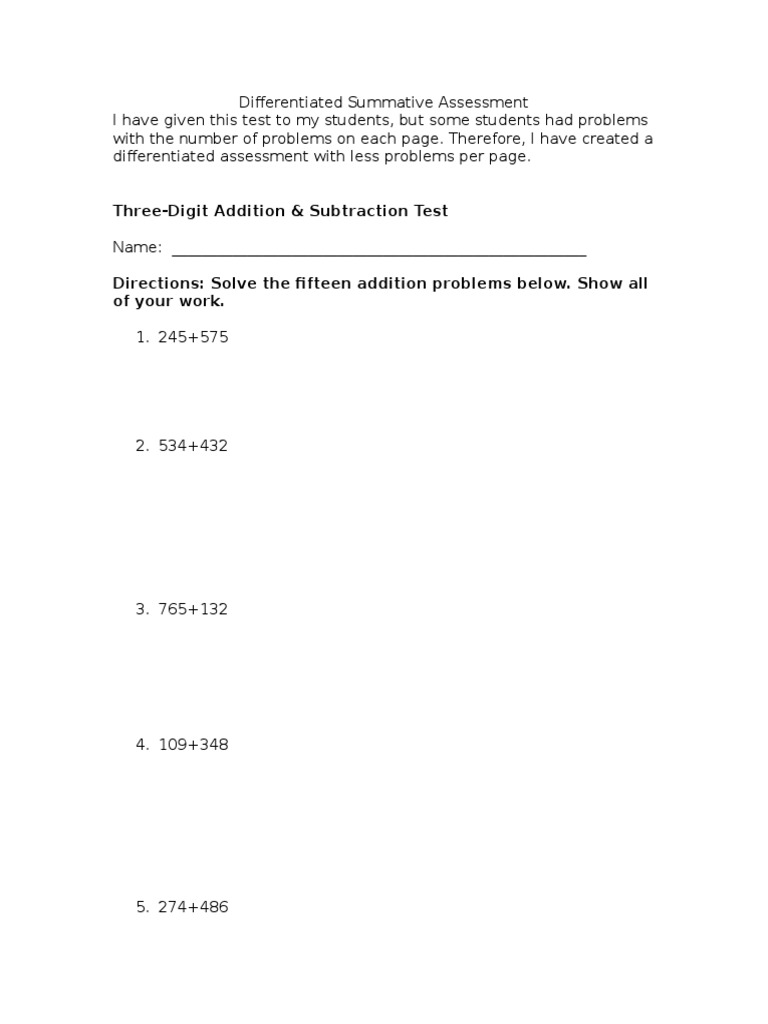 Differentiated Summative Assessment | PDF