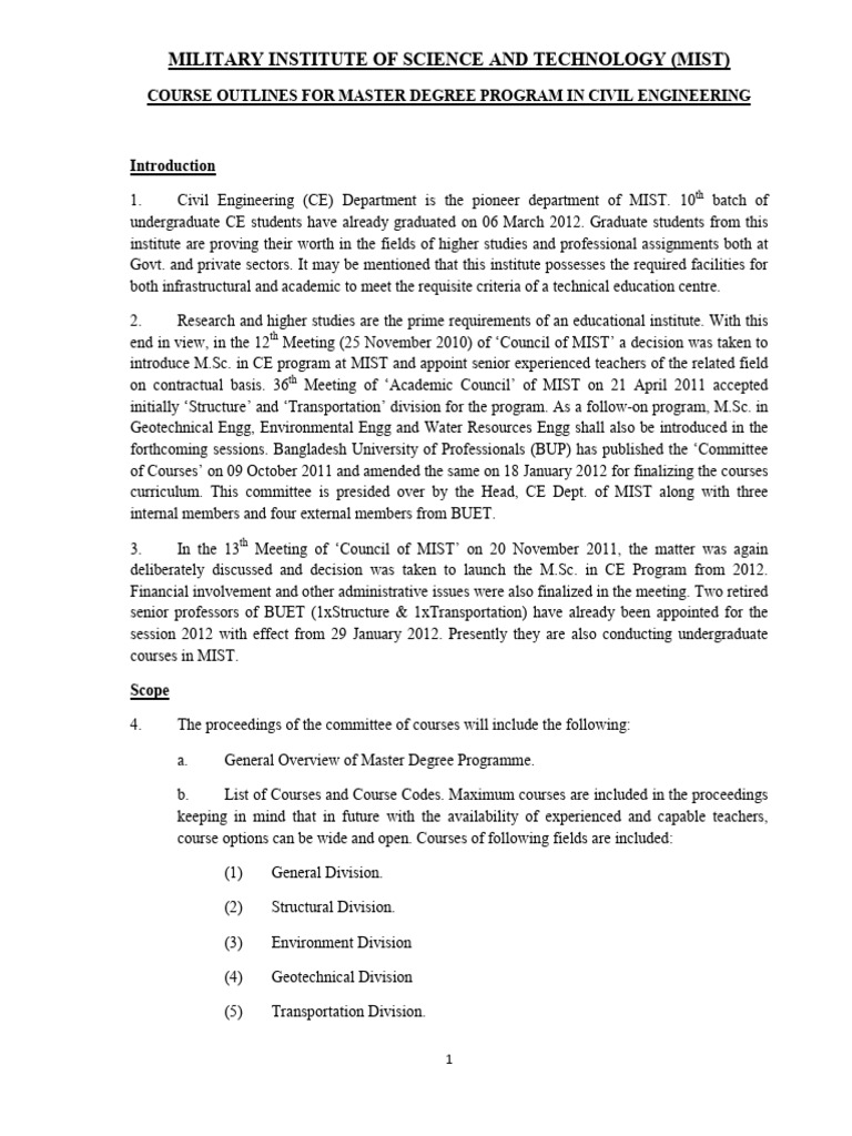 MIST MSC-CE Syllabus | PDF | Buckling | Beam (Structure)